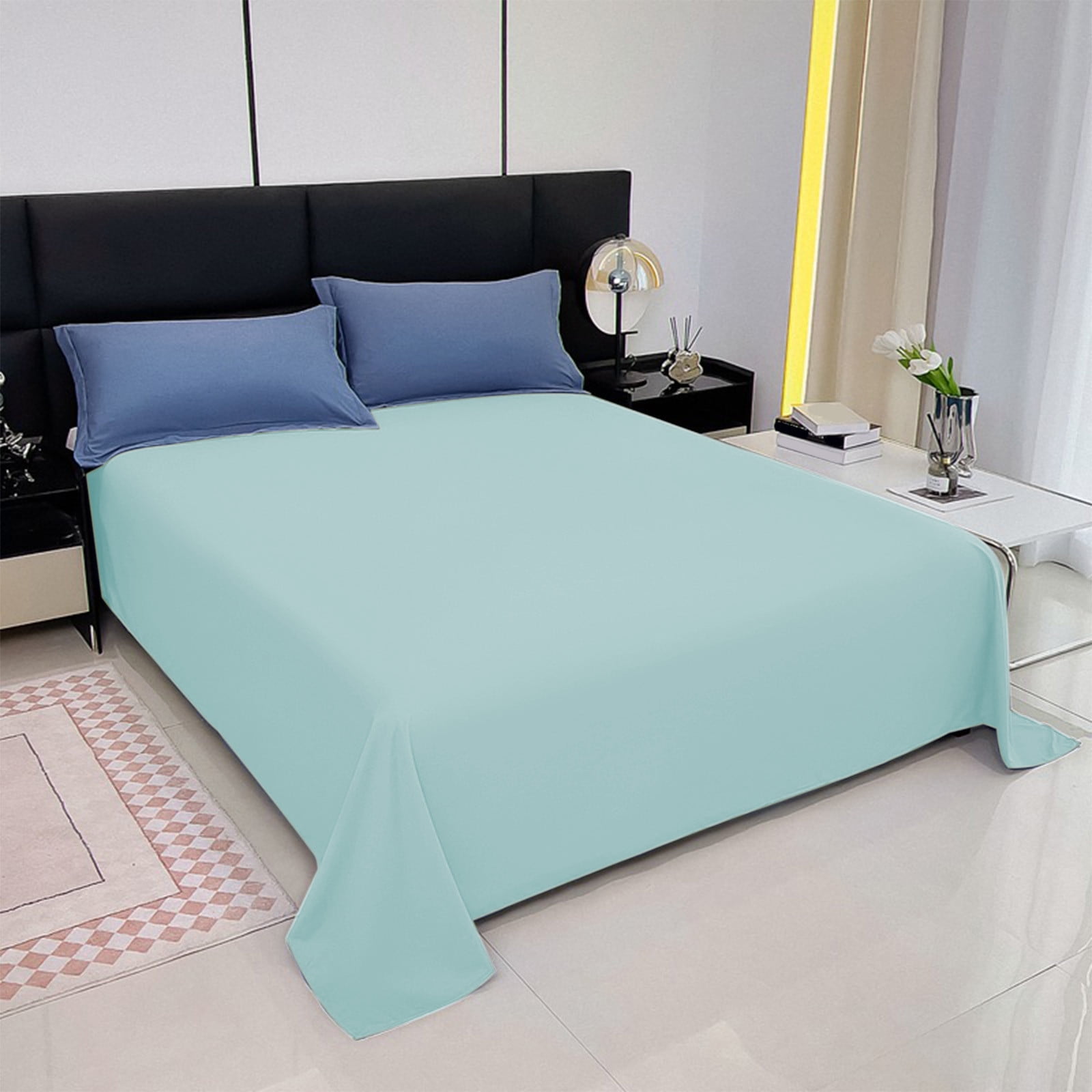 Items！Single Bed Sheet - Double Brushed Cotton Flat Sheet - Solid Color - Skin-Friendly & Easy ...