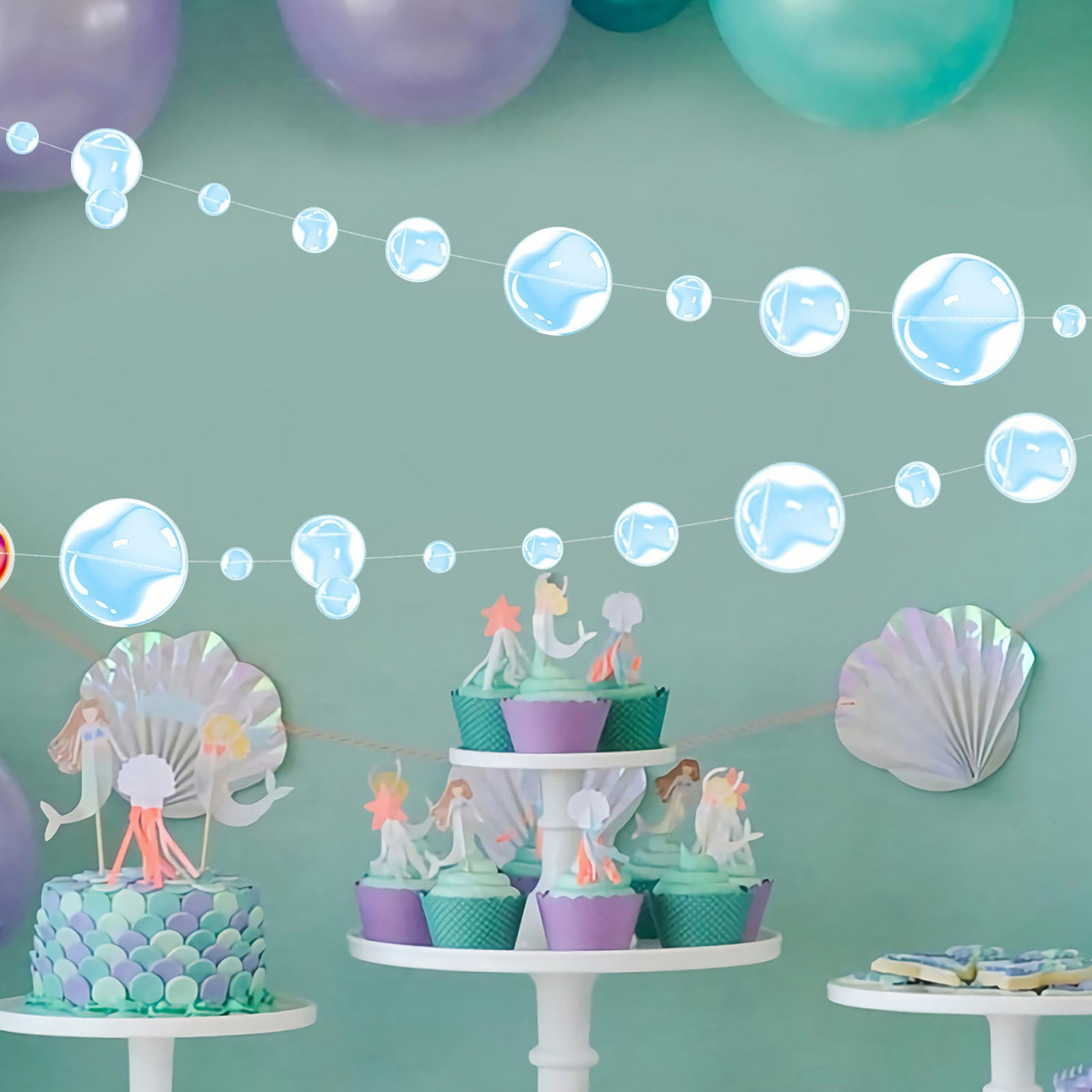 TAKTUK Clearance!Circle Hanging Streamers Bubble Garland Ocean Theme ...
