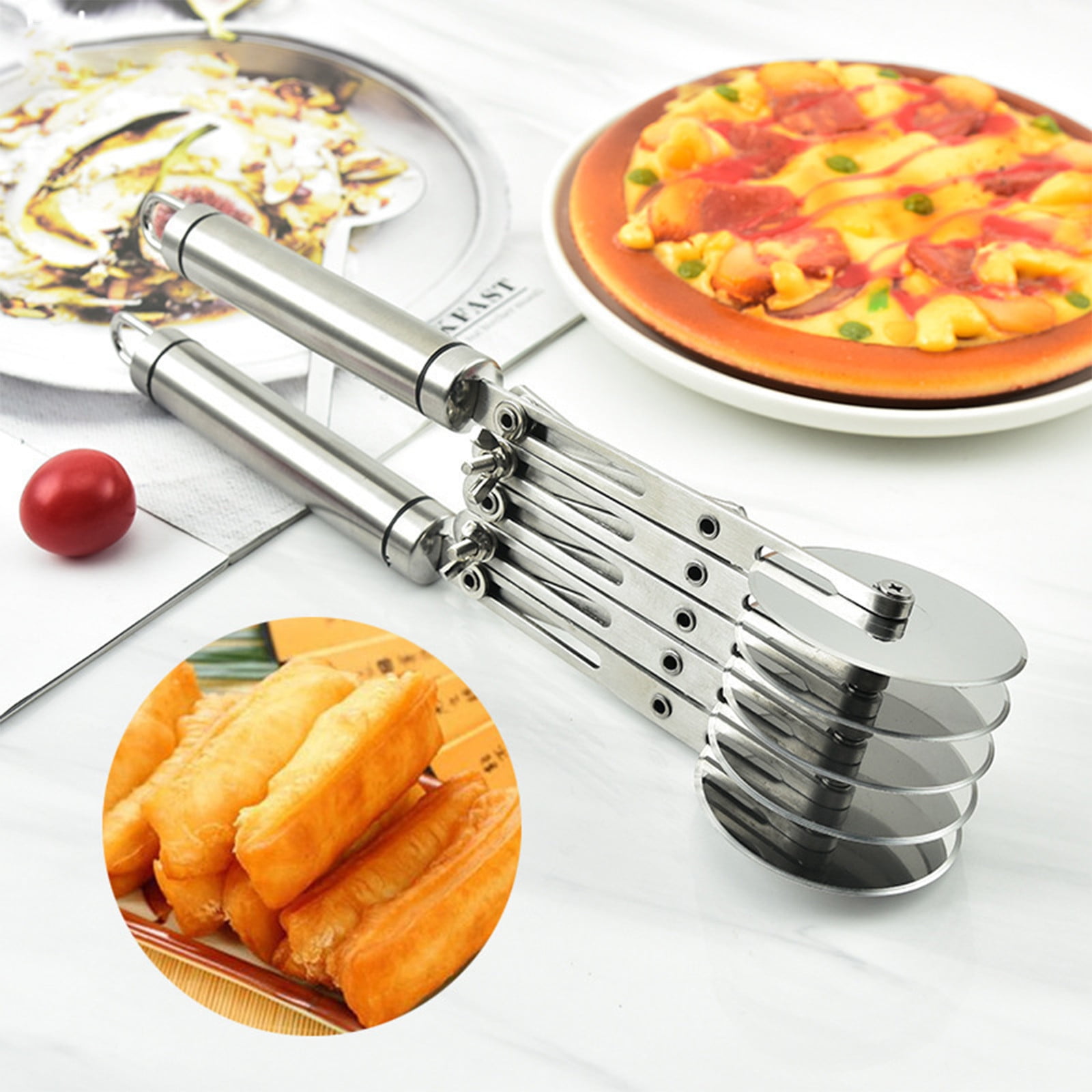 Clearance Items! Topliu Stainless Steel 5 Wheel Pie Cutter-Retractable ...