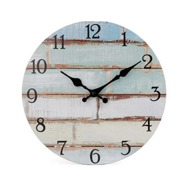 Bobasndm Wall Clock 10 Inch Rustic Wood Wall Clocks Battery Operated No ...
