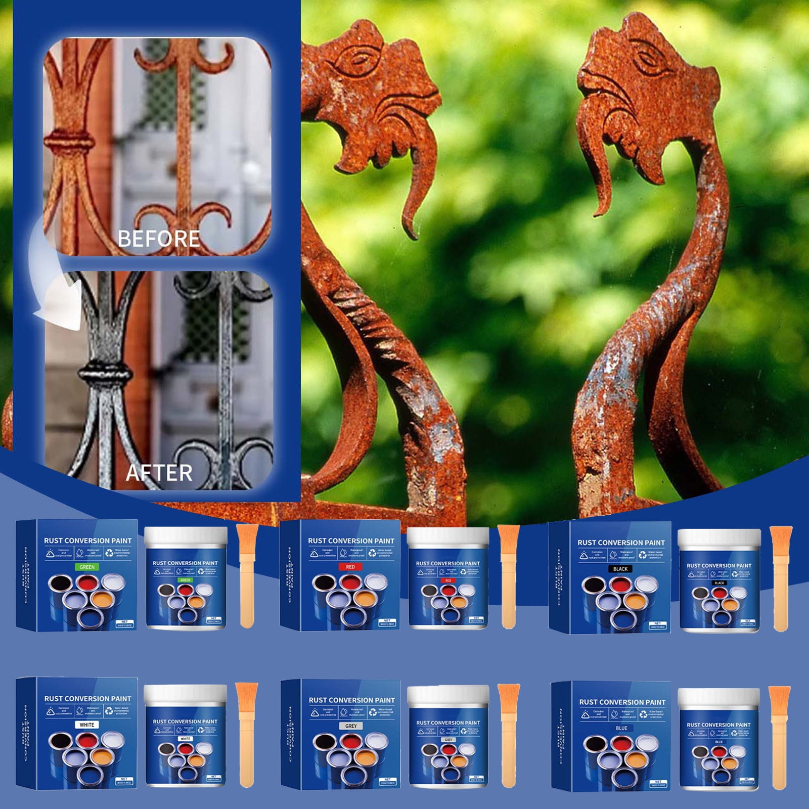 Weatherproof Rust Converter Paint for Metal, Water-Based Rust-Reduction ...