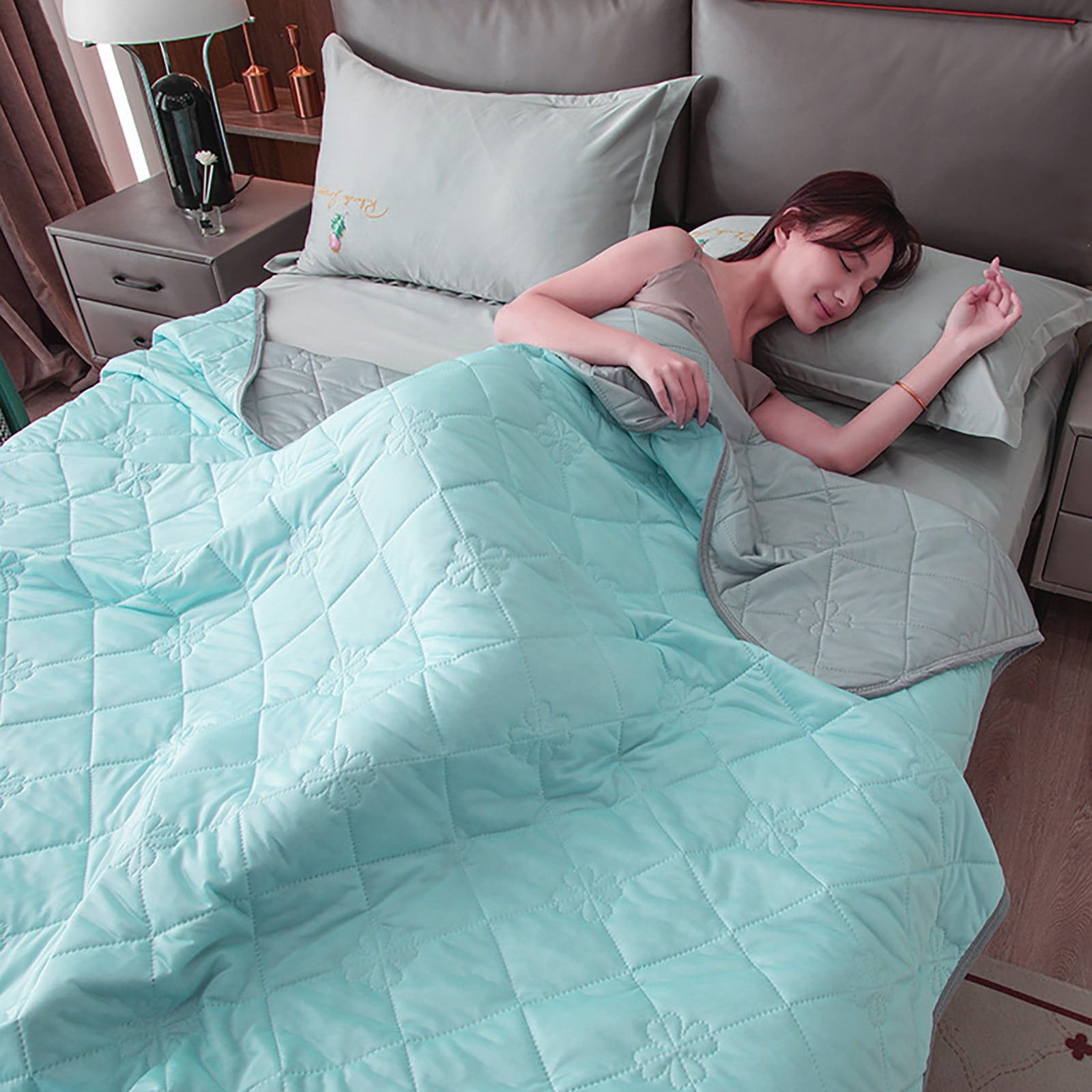 Clearance! JMYHOAM Cool Comforter Conditioning Quilt Plaid Cool Feeling ...