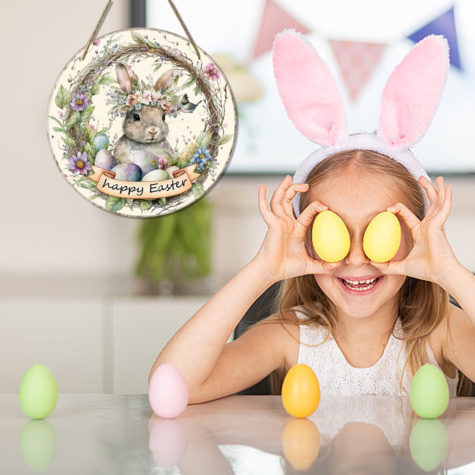 Clearance!JMYHOAM Easter Decorations Easter Wooden Sign Hanging Bunny ...