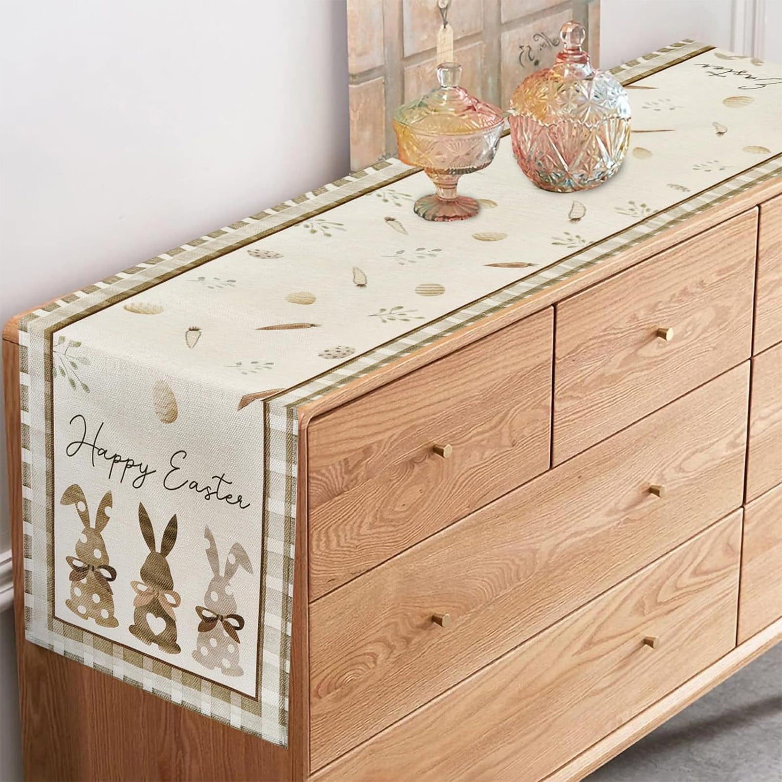 Clearance! JMYHOAM Easter Table Runner Cute Rabbits Radish Eggs Themed ...