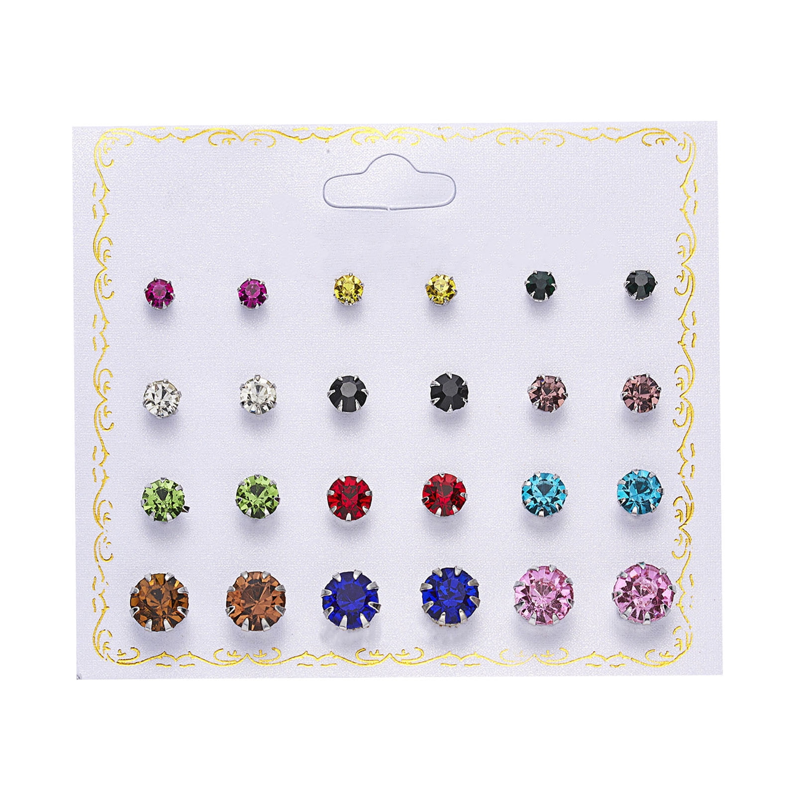 Jewelry VerPetridure New Paper Card Zircon Earrings All-match 12 Pairs ...