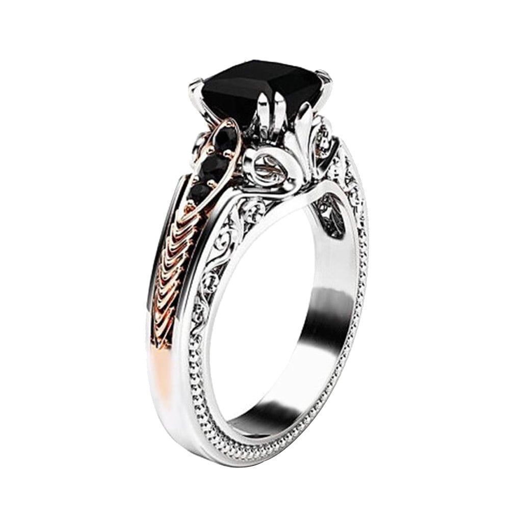 VerPetridure Women's Fashion Copper Ring with Black Gemstone, Wedding ...