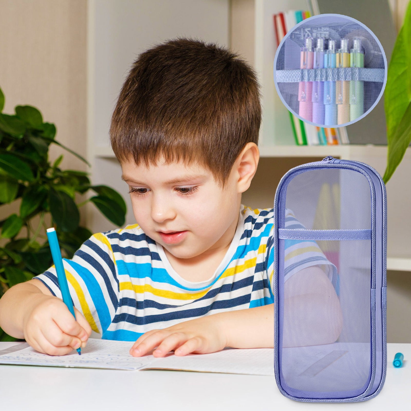 Kbndieu Double-layer Mesh Pencil Case Pouch Large Capacity Storage Box ...