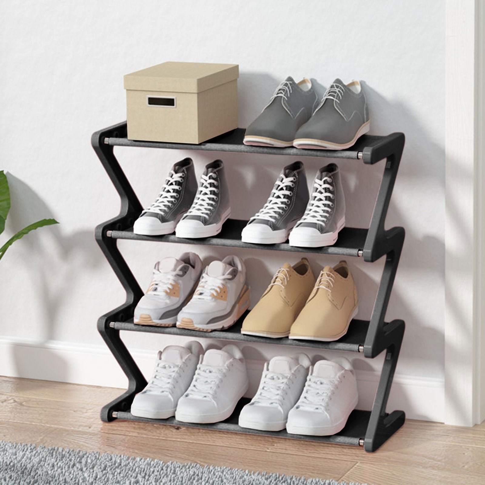 Clearance! Kbndieu Z Type Shoe Rack, 4-Tier Sturdy & Stackable Shoe ...