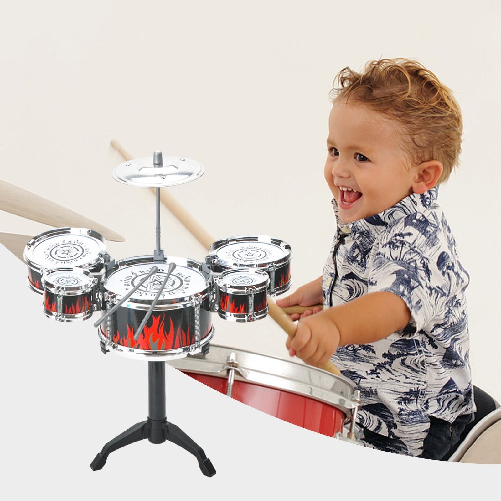 Clearance! Kids Mini Drum Set, Jazz Drum Kit 5 Drums with Cymbals ...