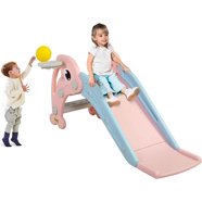 Gymax 2-Step Children Castle Slide Basketball Hoop and Telescope Toy ...
