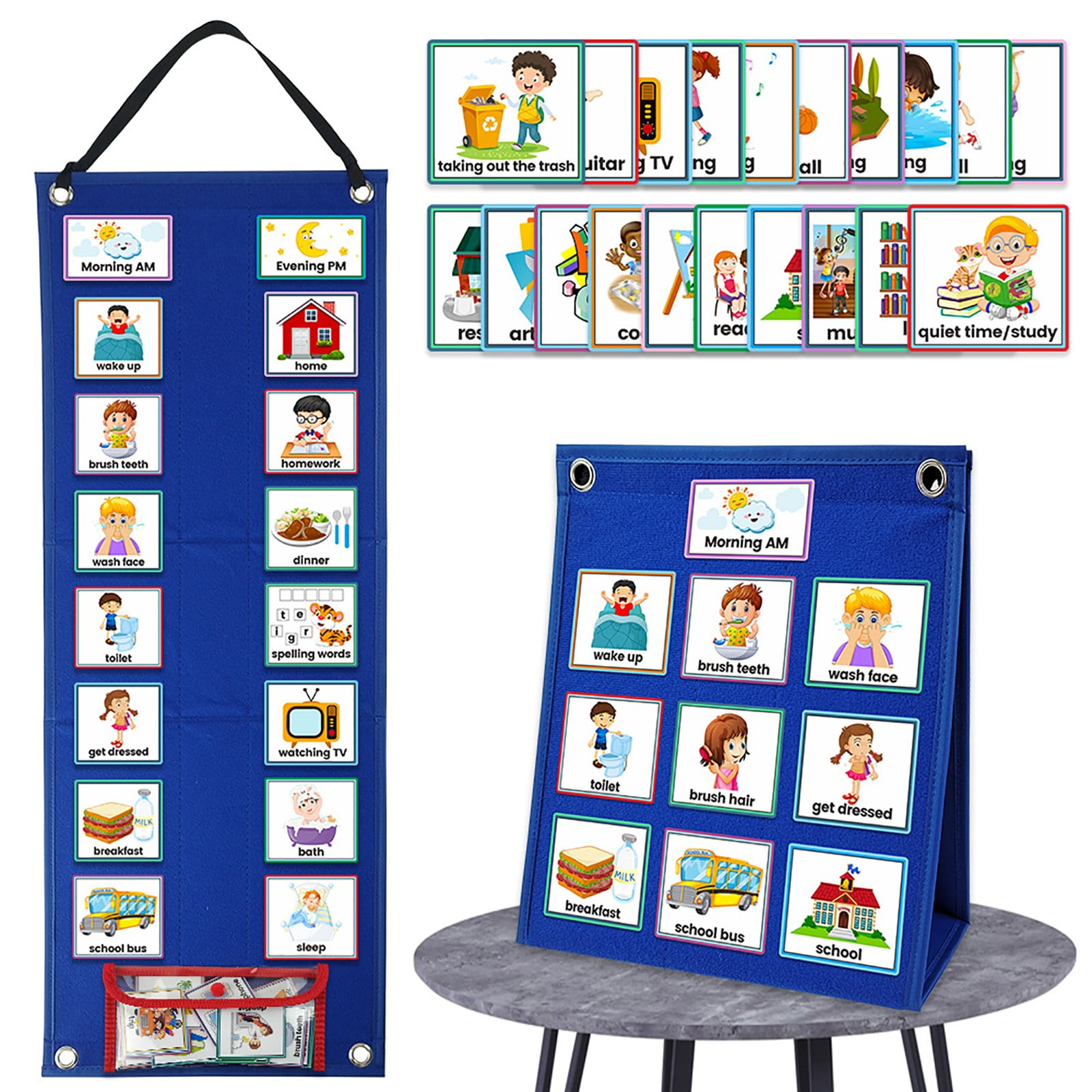 Clearance! Kids Visual Schedule Calendar 2 In 1 Daily Chore Routine ...