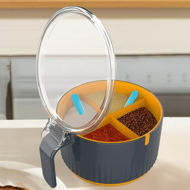 4 Pieces Clear Seasoning Box - Cruet with Cover and Spoon,Seasoning ...