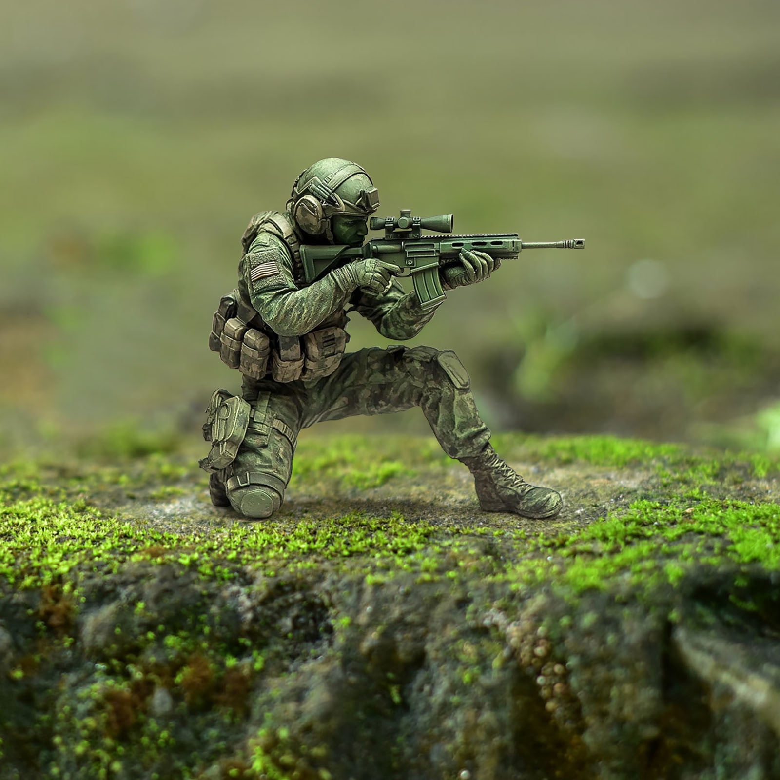 Clearance! Kneeling Soldier Figurine Set, Military Collectible Statues ...