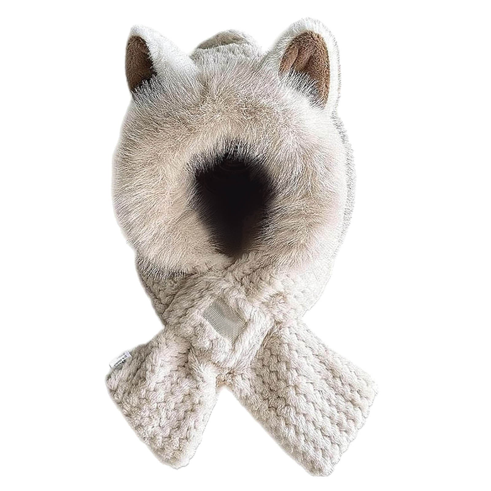 Clearance! Knit Hats,Fuzzy Hat Cute Ears 2 In 1 Hat And Scarf Ear Scarf ...