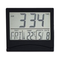 MainStays Black Atomic Digital Calendar Desk Alarm Clock with ...