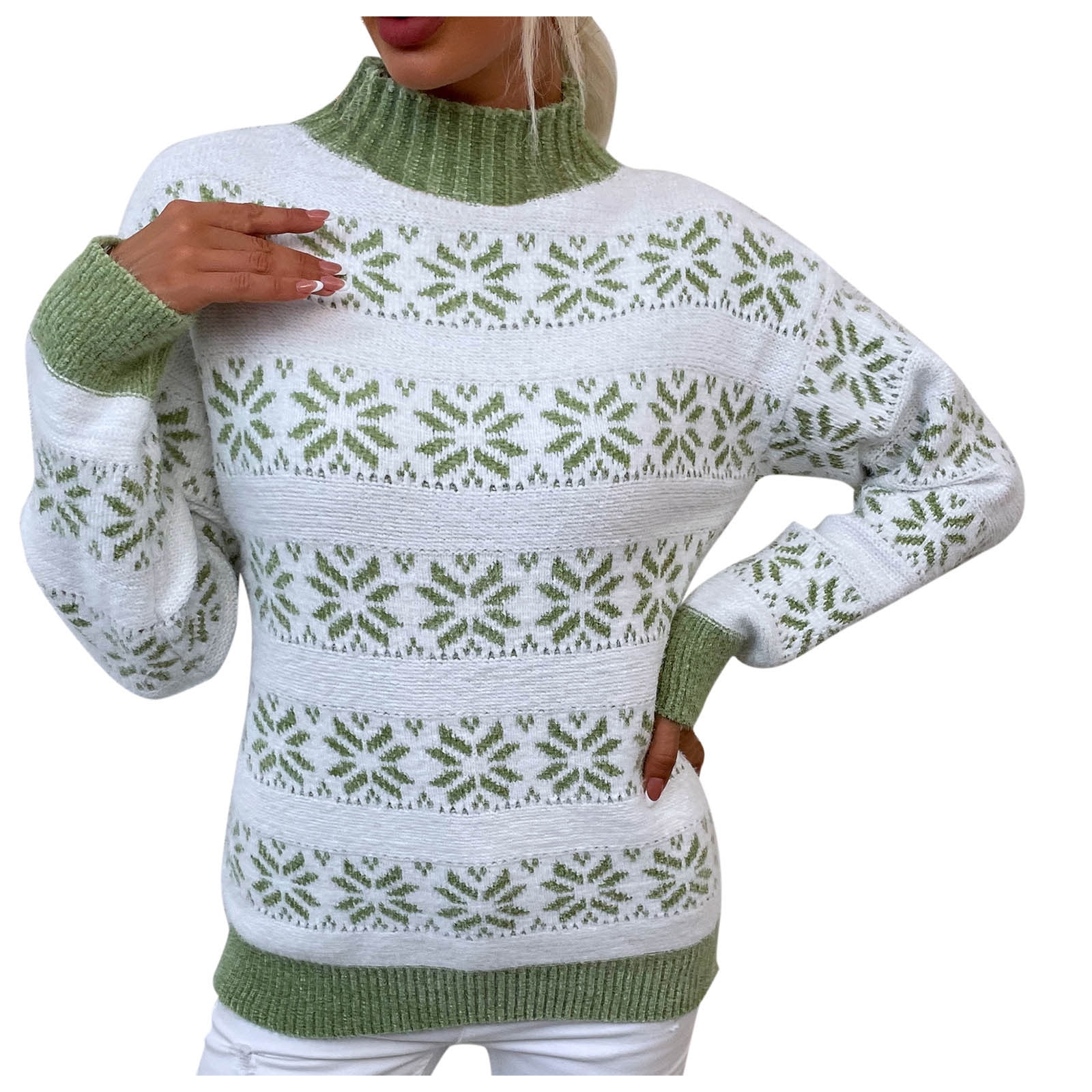 Clearance! Labakihah Women's Christmas Half High Neck Pullover ...