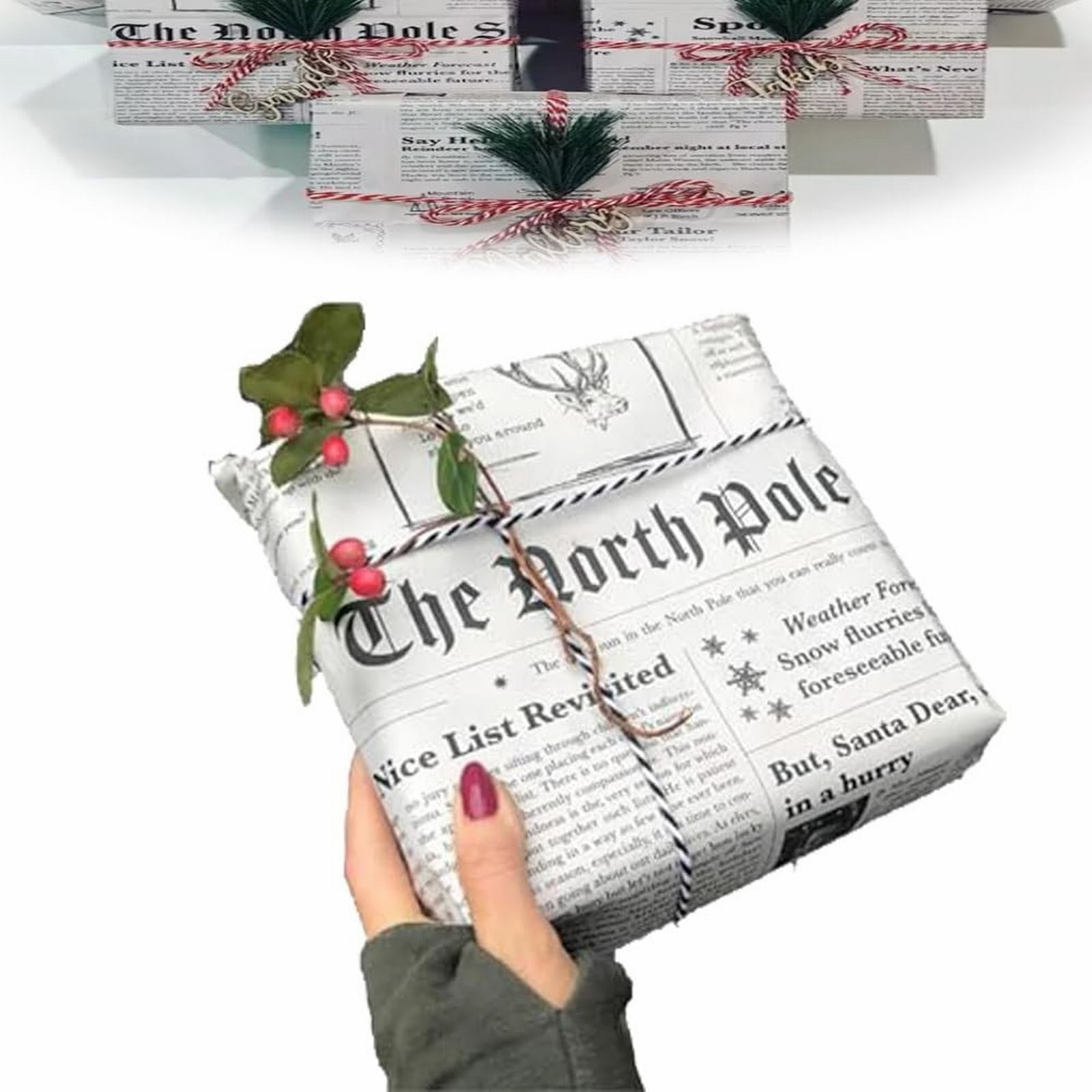 Clearance! Labnrt North Pole Newspaper Christmas Wrapping Paper| Box ...