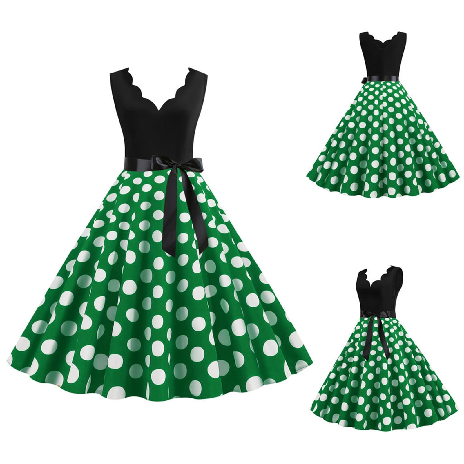 Clearance Sales Plus Size Dress Women Vintage Summer Dot Print ...
