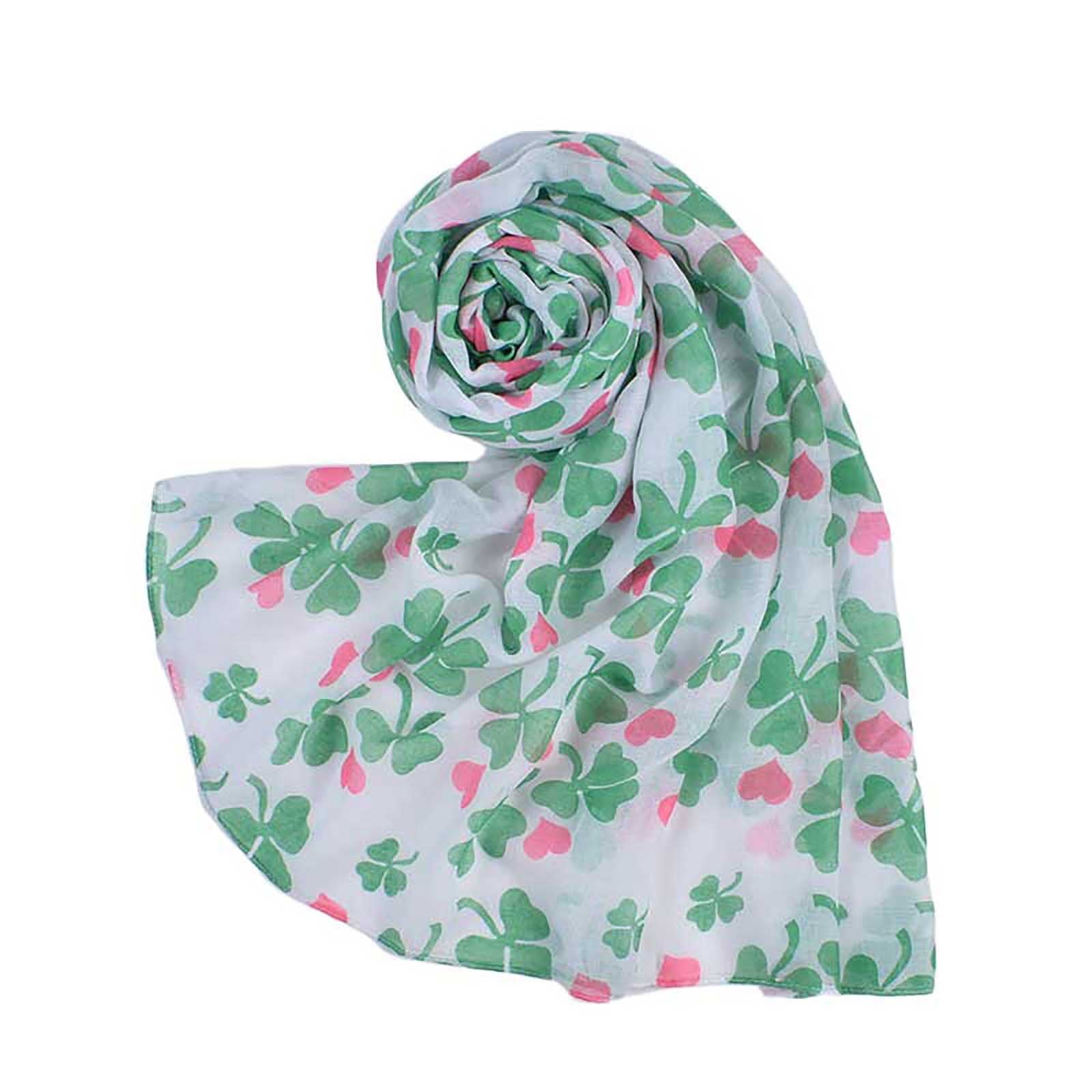 Clearance! Lightweight Shamrock Print Scarf Women's Soft St Patrick's ...