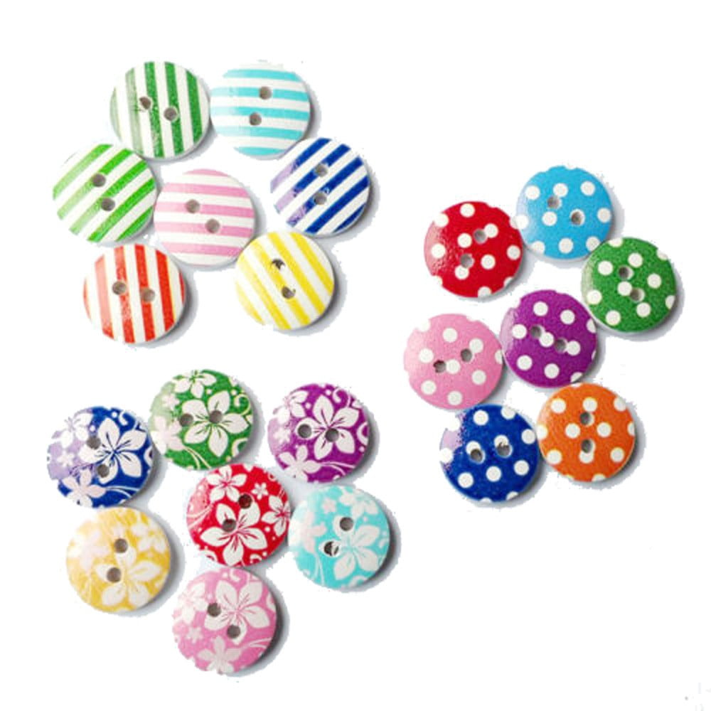 Clearance! Lililumin Buttons 2 Round Pattern 15Mm Buttons Wood ...