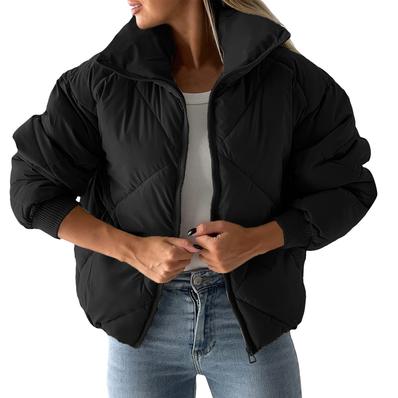 Clearance! Lisingtool Jackets for Women Women's Pockets Full Zip Long ...