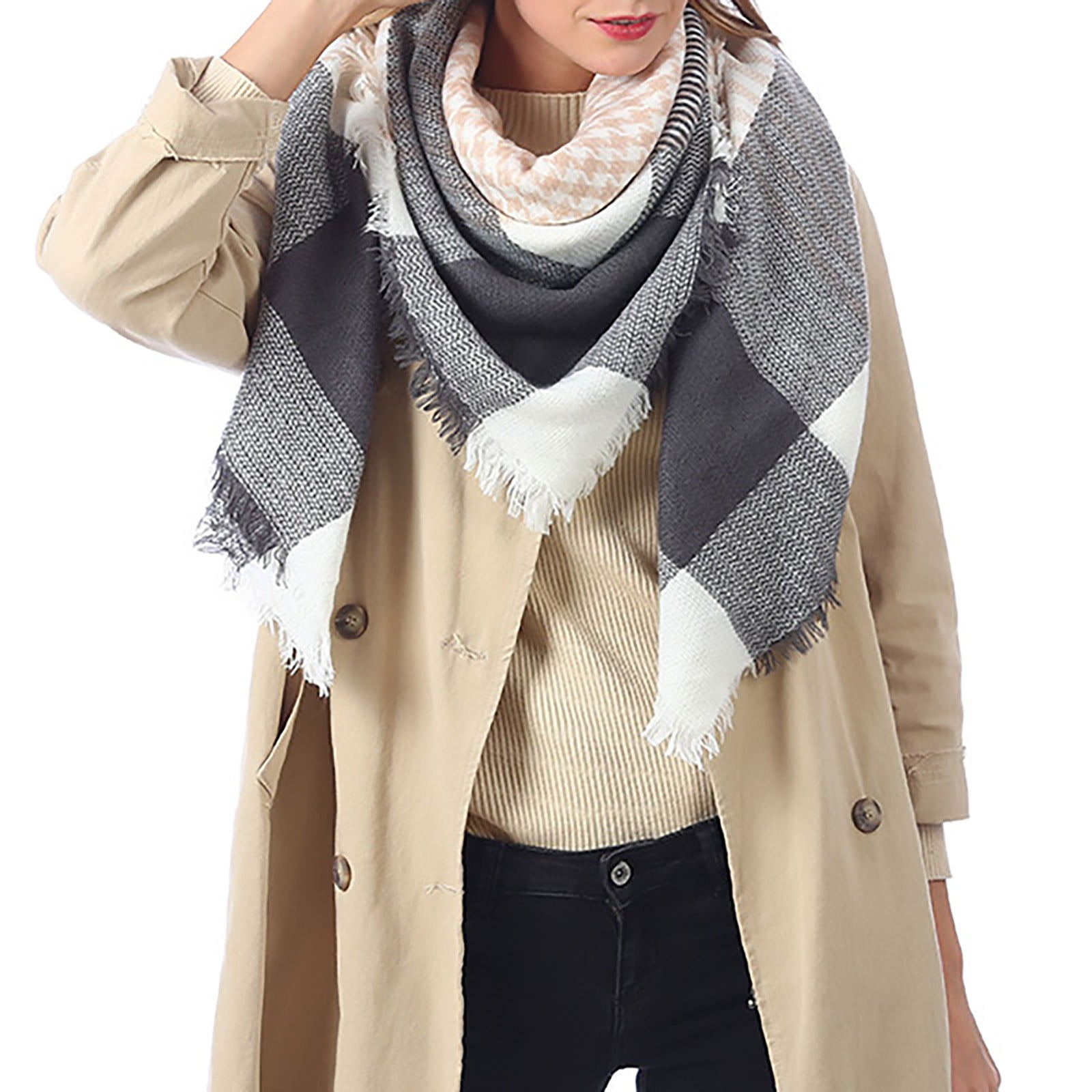 Clearance! Lisingtool Scarf for Women Women's Winter Colorful Plaid ...