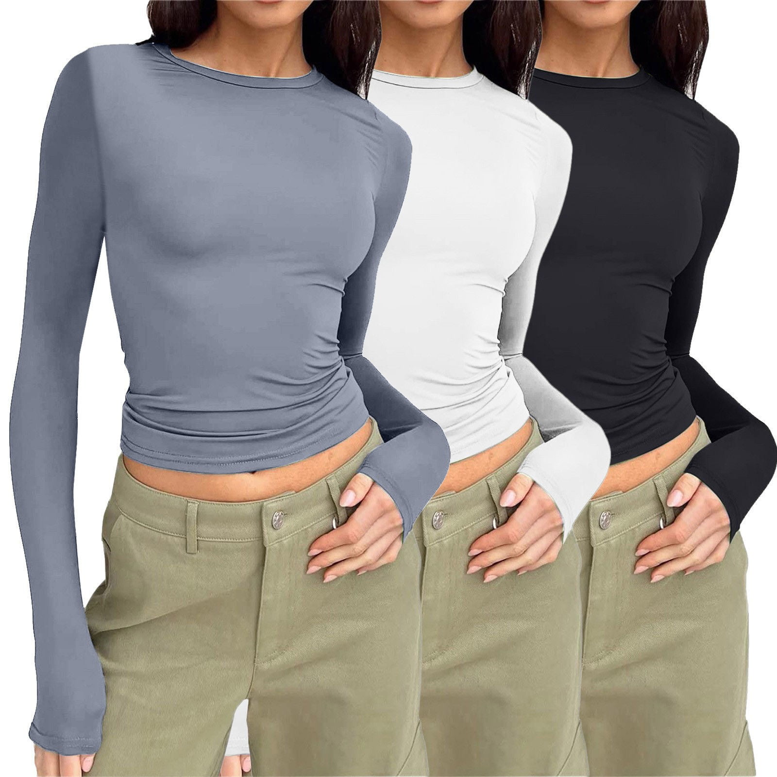 Clearance! Lisingtool long sleeve shirts for women pack of 3 3PCS Women ...