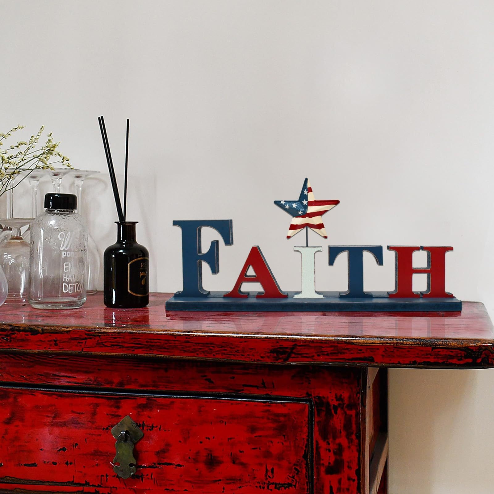 Clearance! Liulin 4th of July Wooden Patriotic Sign, American Letter ...