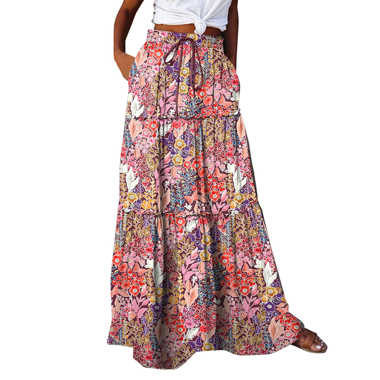 Clearance! Long Skirts Fall Skirts For Women 2025 Womens Boho Skirt ...