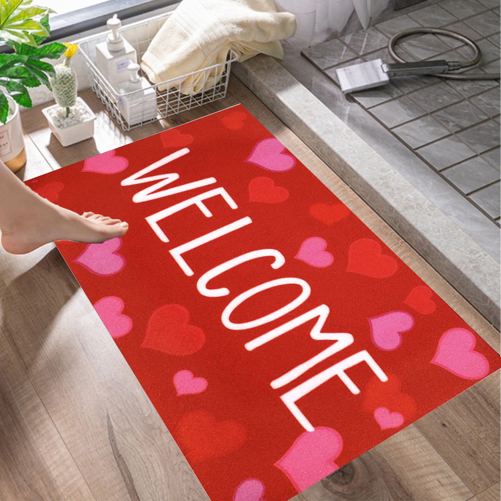Clearance! Loyerfyivos Valentine's Day Welcome Doormat Red and Pink ...