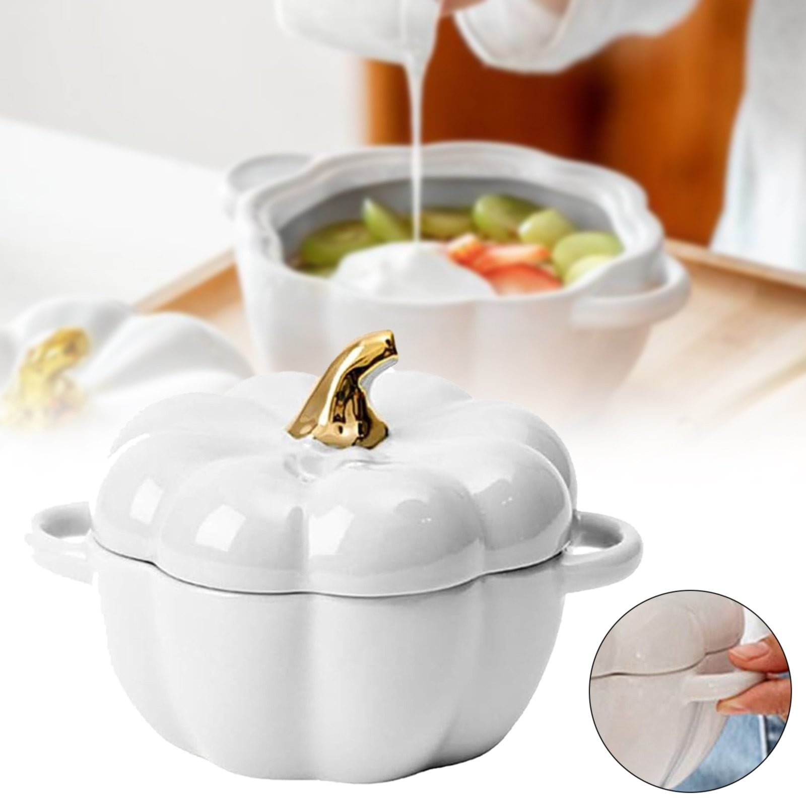 Clearance! Lssam Food Storage Containers Oven Pumpkin Bowls Ceramic ...