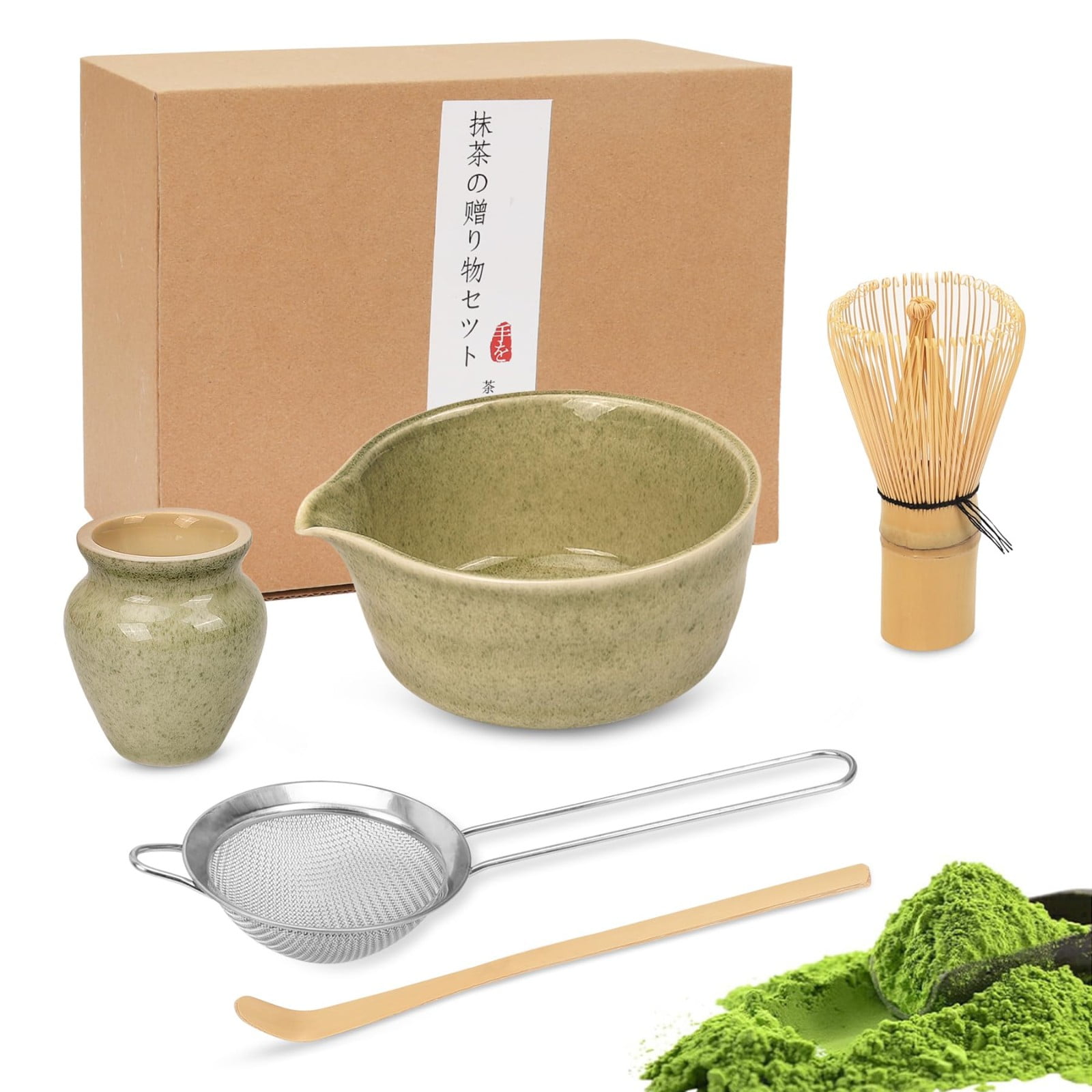 Clearance! Matcha Tea Set with Whisk Ceramic Bowl & Holder – Matcha ...