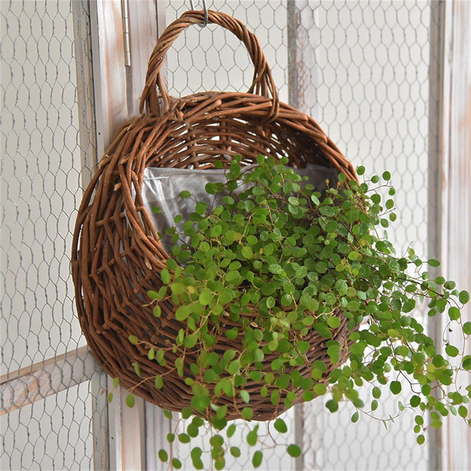 Clearance! Mbxmh Wall Fence Hanging Planter Handmade Rattan Basket Hand ...