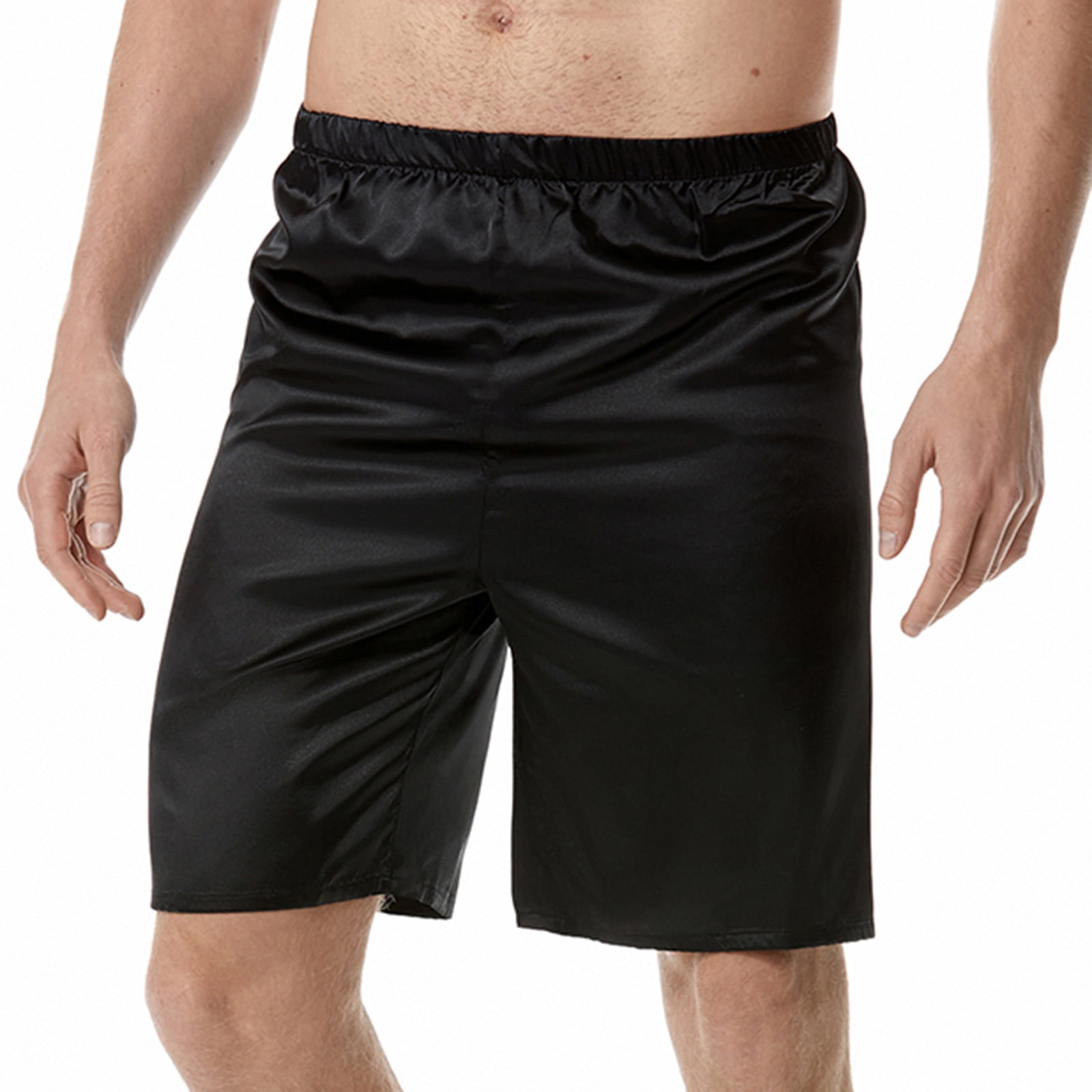 Mens Shorts, Men Casual Solid Pocket Elastic Waist Straight Half Shorts ...