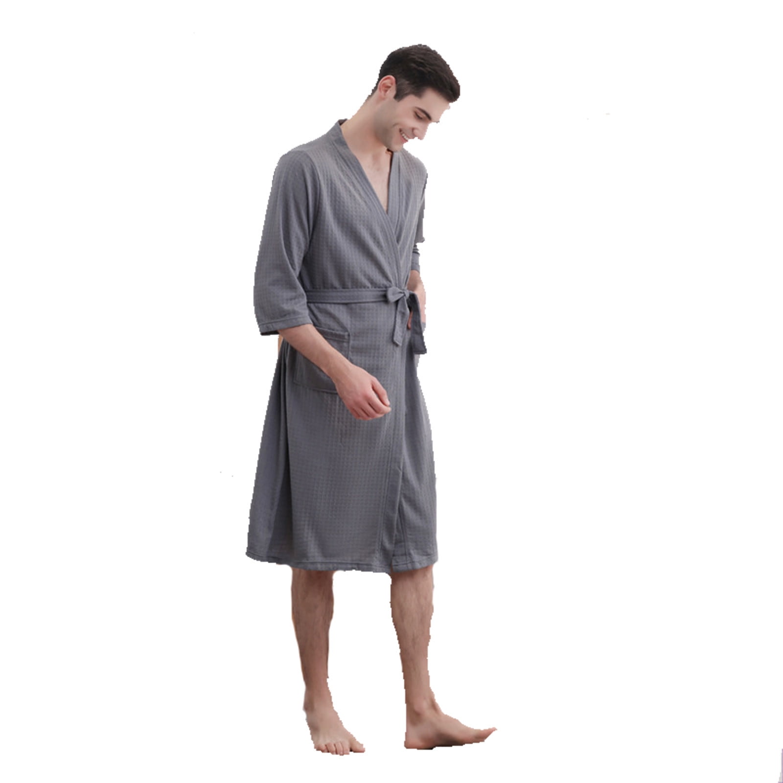Clearance! Mens Waffle Robe Long Sleeve Lightweight Cardigan Robe with ...