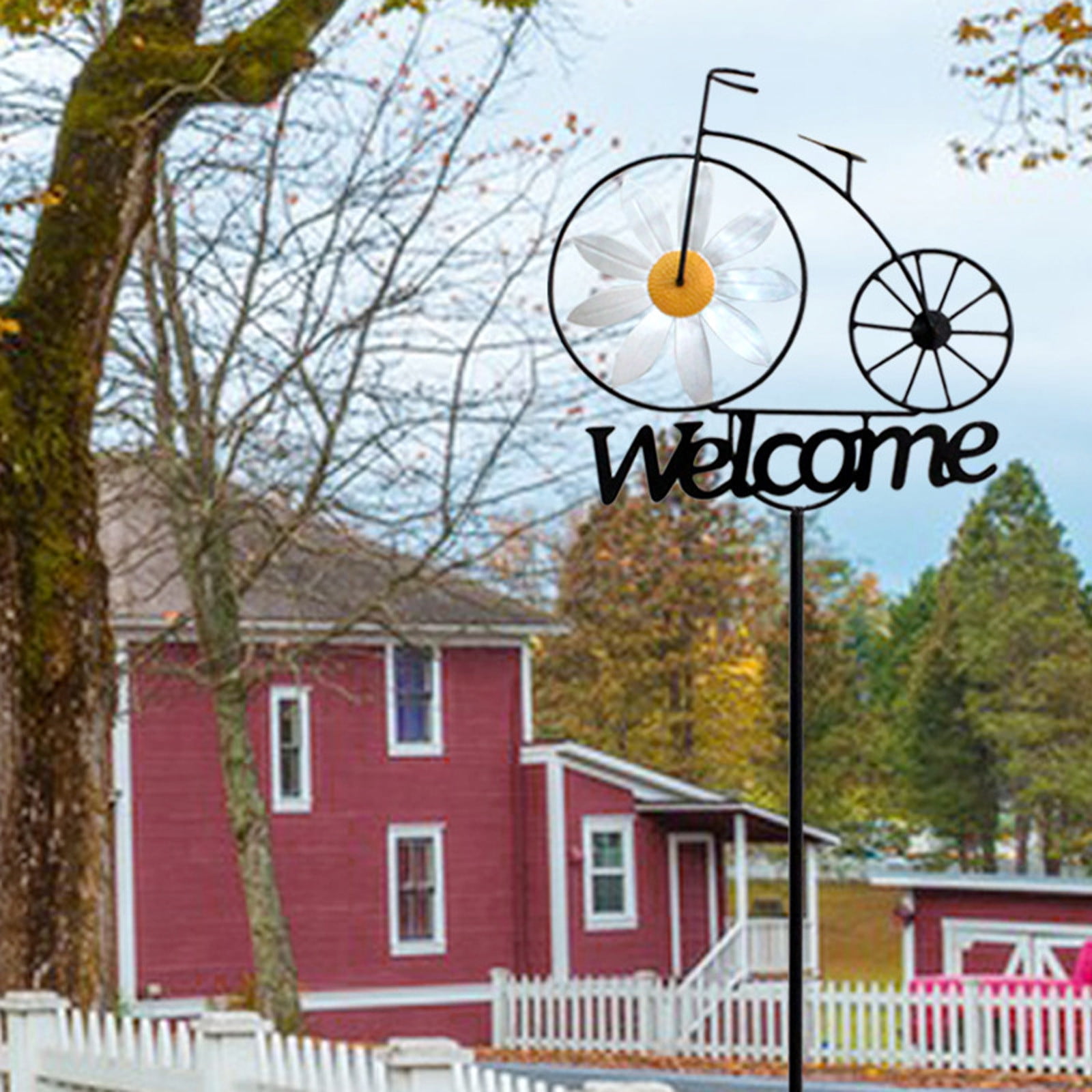 Metal Bicycle Wind Spinners,Welcome Yard Sign with Stakes,Bike Garden ...