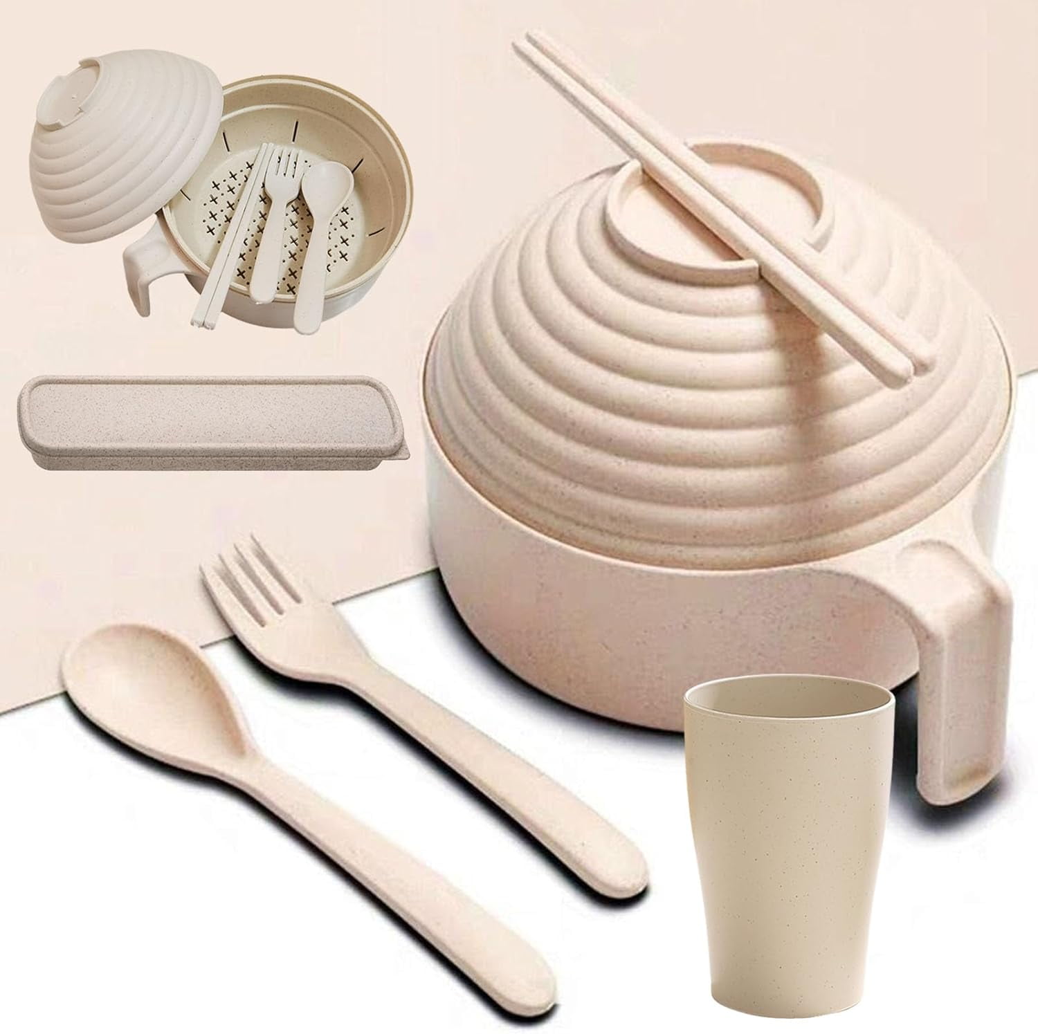 Clearance! Microwave Ramen Bowl with Strainer, Portable Roman Noodles ...