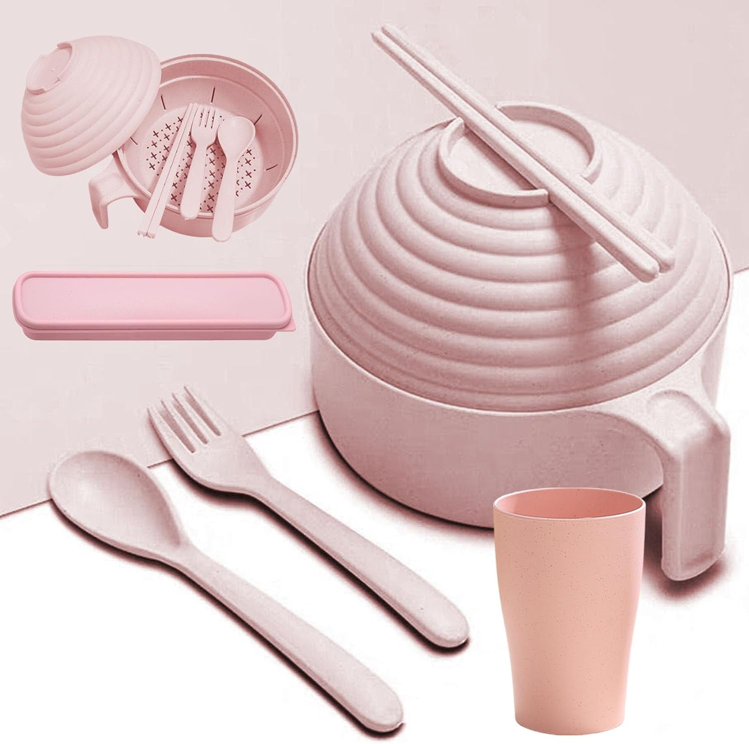 Clearance! Microwave Ramen Bowl with Strainer, Portable Roman Noodles ...