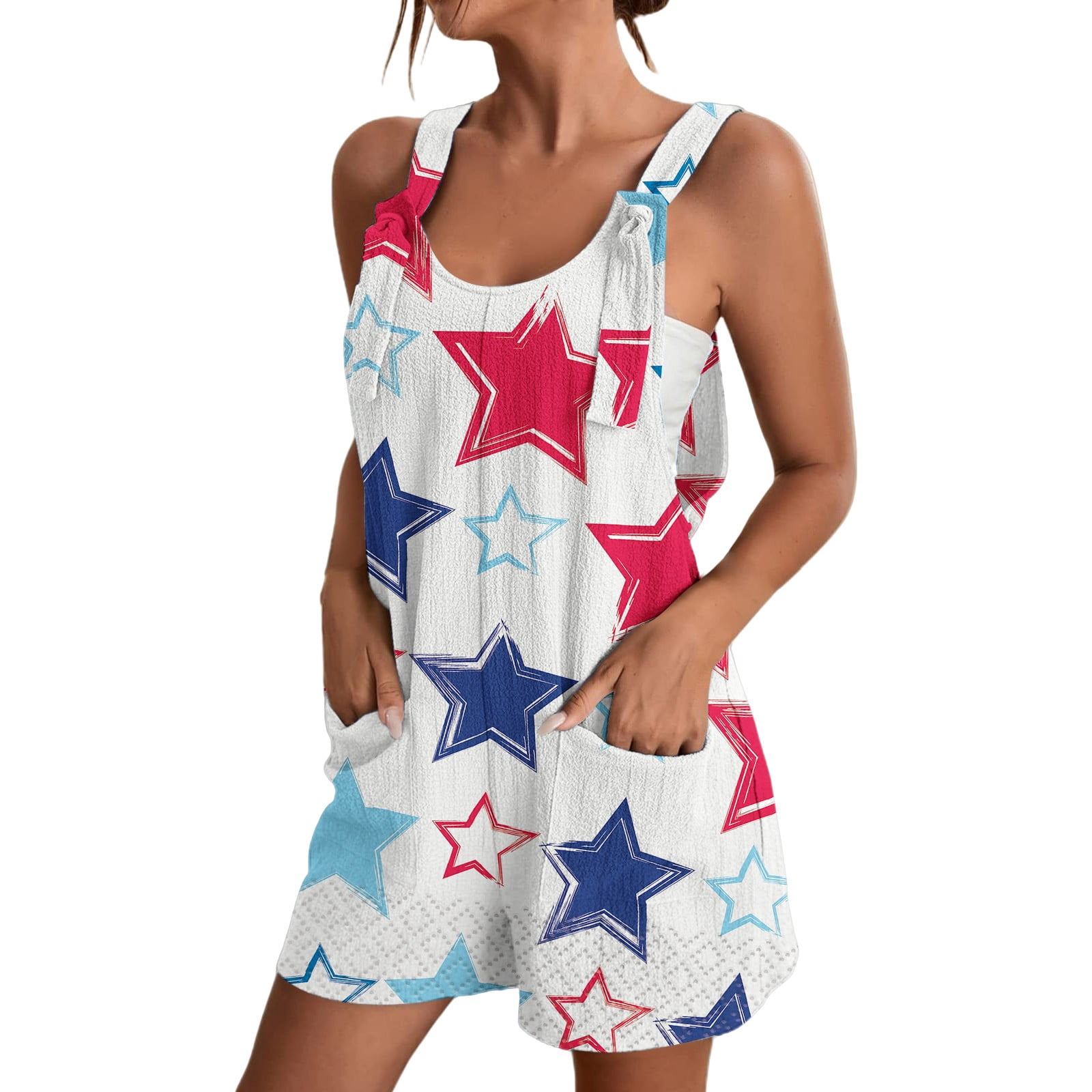 Clearance!NMMUED 4th of July Romper for Women, American Flag Overalls ...