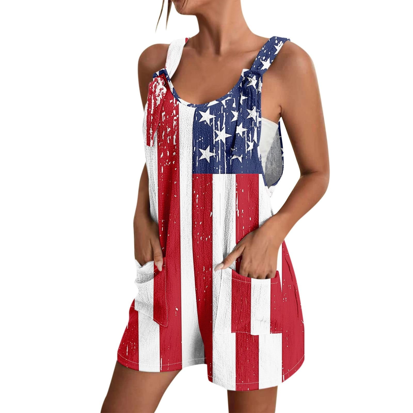 Clearance!NMMUED 4th of July Romper for Women, Fourth of July Outfit ...