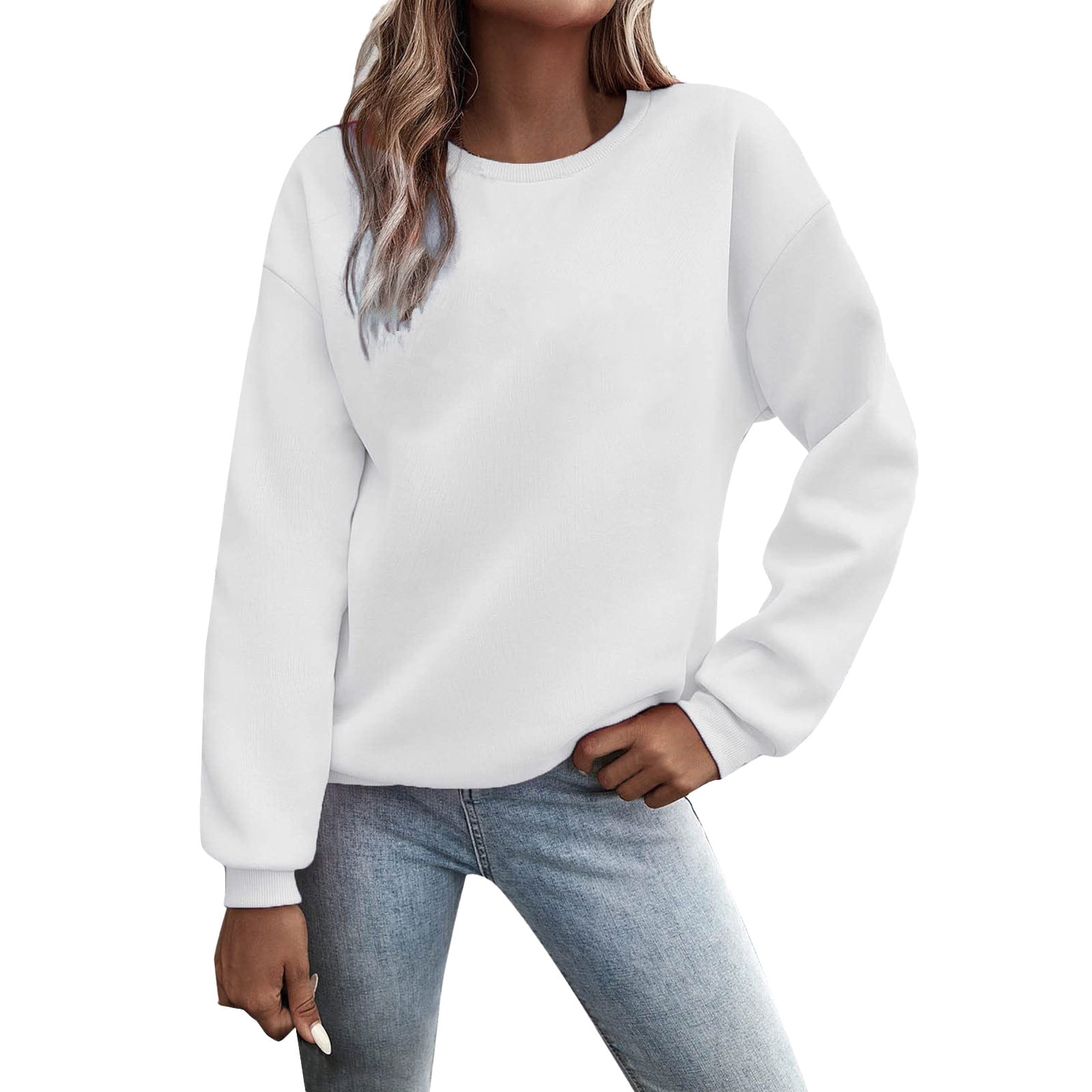 NMMUED Fleece Sweatshirts for Women, Crew Neck Sweatshirts Women ...