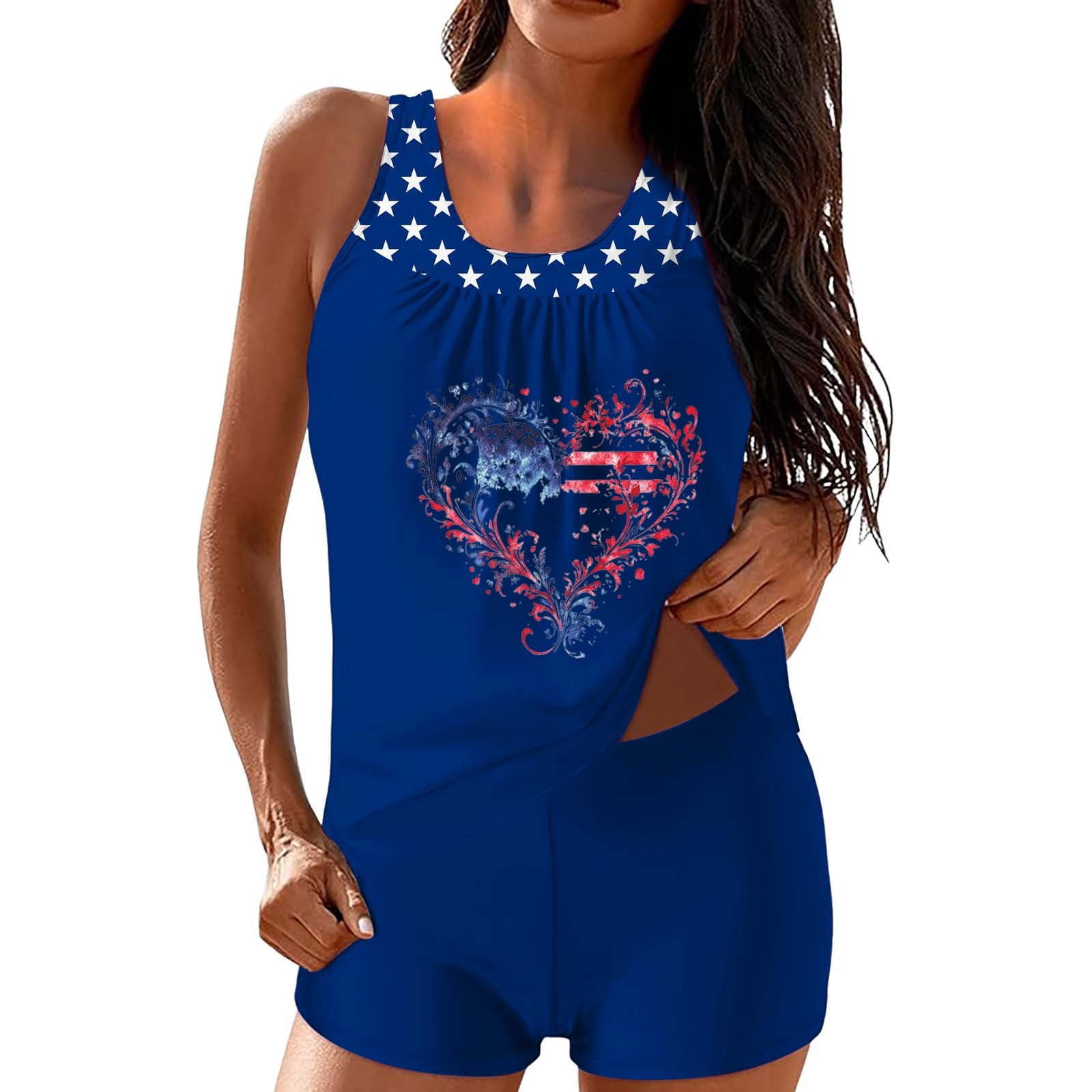 Clearance!NMMUED Tankini Swimsuits for Women, Red White and Blue ...