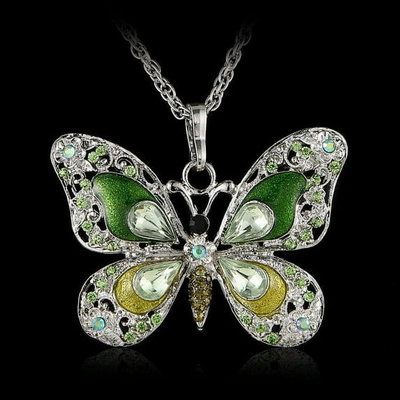 Clearance Necklaces for Women，1Pcs Beautiful Alloy Rhinestone Butterfly ...