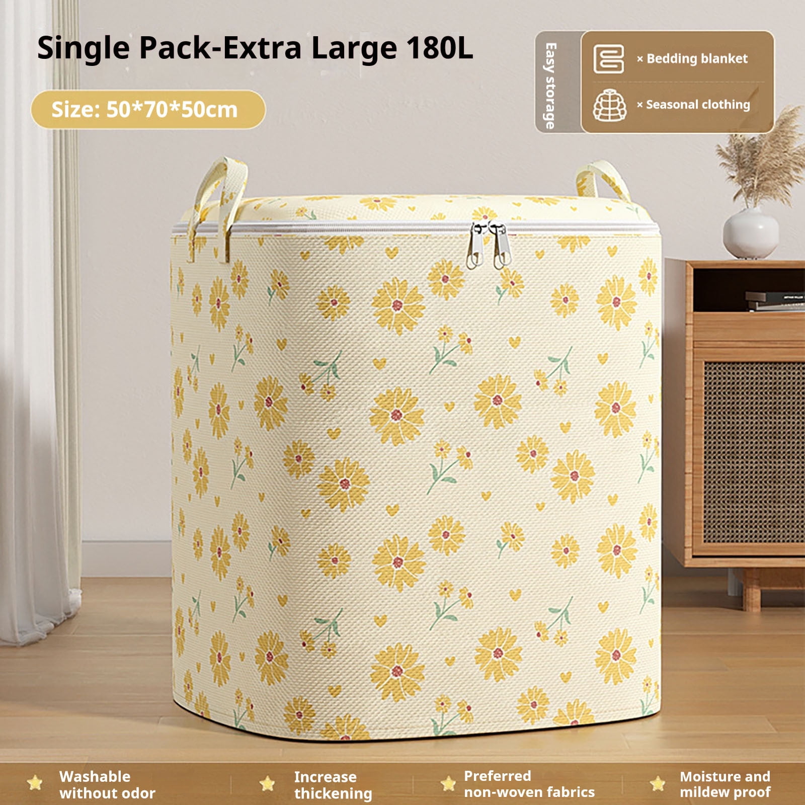 Non-woven Zipper Storage Bag Moving Quilt Storage Basket Travel Large ...