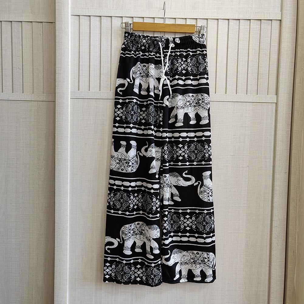Clearance Now! Ethnic Style Pattern Wide Leg Pants Women's Beach Pants ...