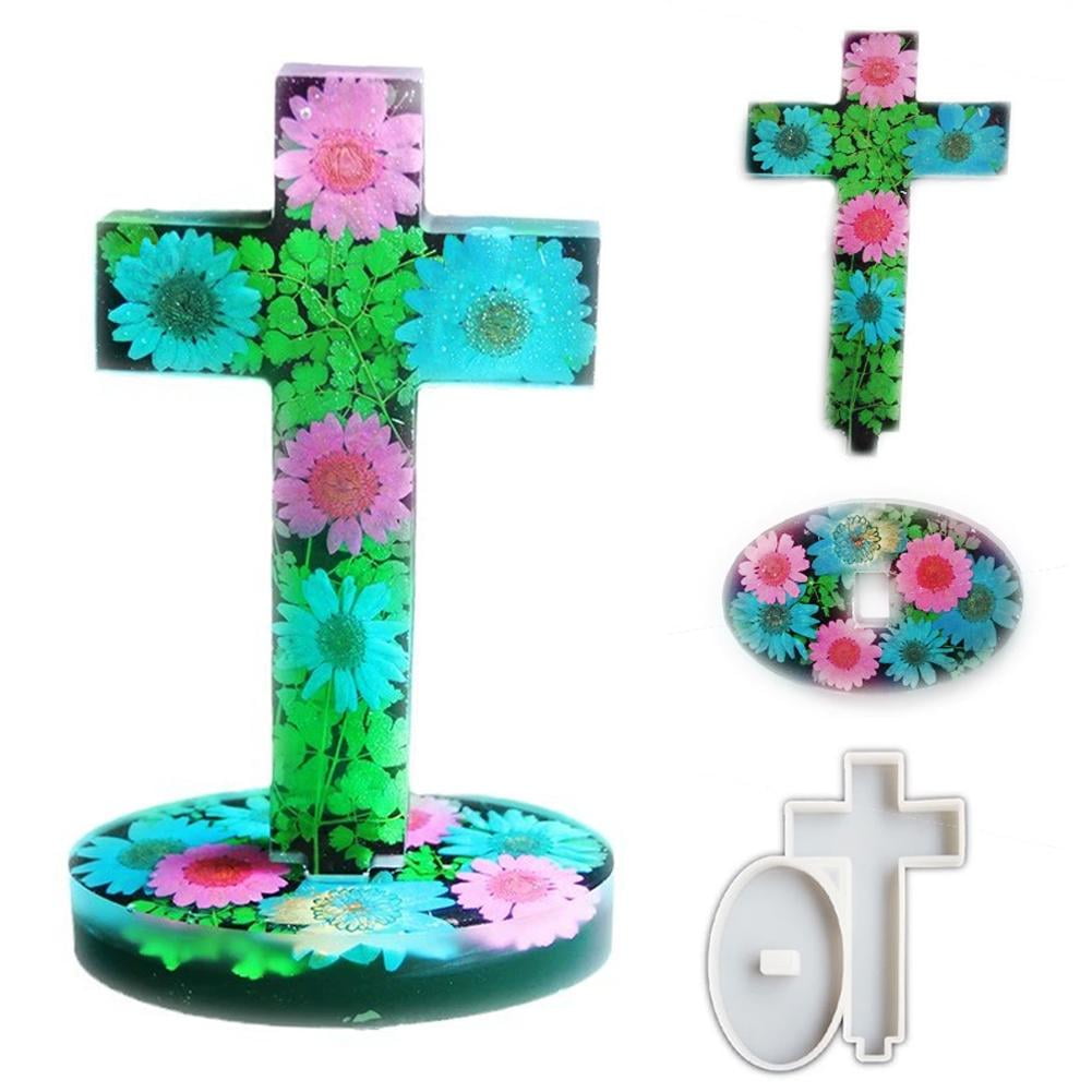 Cross Shape Silicone Molds, Cross with Base Epoxy Resin Casting Molds ...