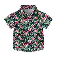 SSLR Big Boys Flamingos Hawaiian Shirt Button Down Shirt Short Sleeve Luau Shirt for Kids ...