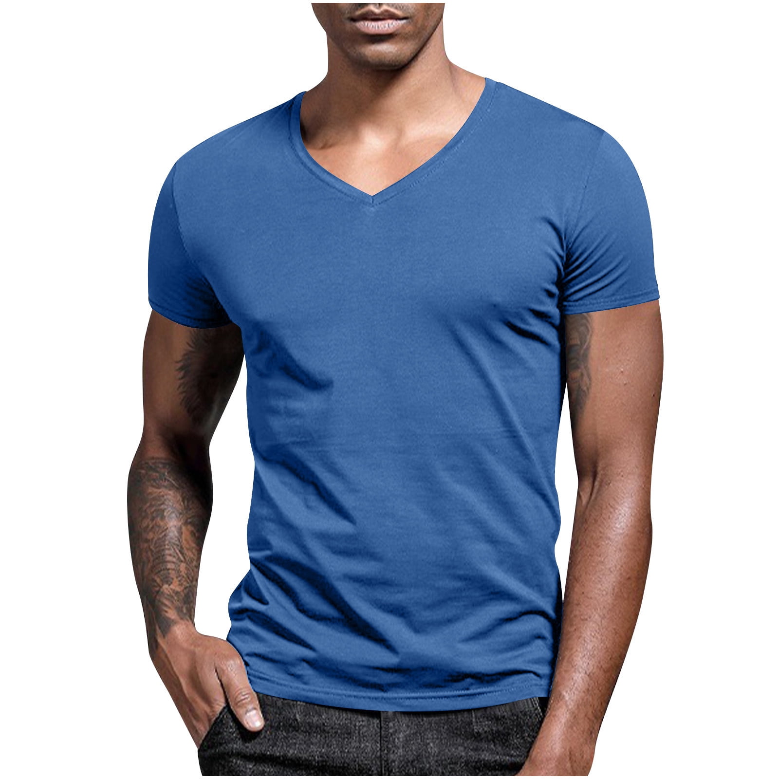 OGLCCG Men's Workout T Shirts Muscle Short Sleeve V Neck Athletic ...