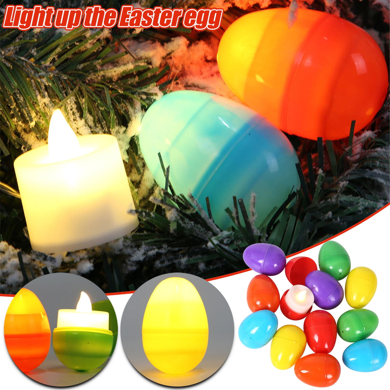 Clearance! OKKVV Easter Light up Eggs - 12 Pack Plastic Filable Easter ...