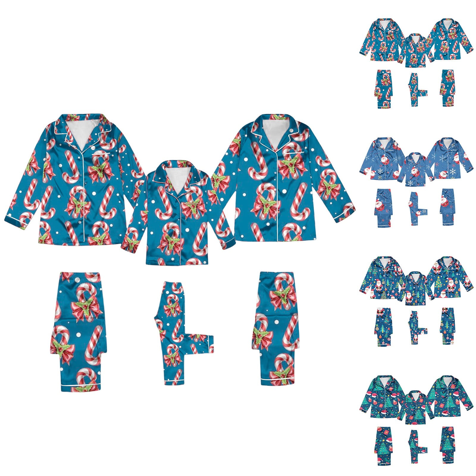 Clearance! Ogiraw Family Pajamas Matching Sets Silk Satin Button Down ...